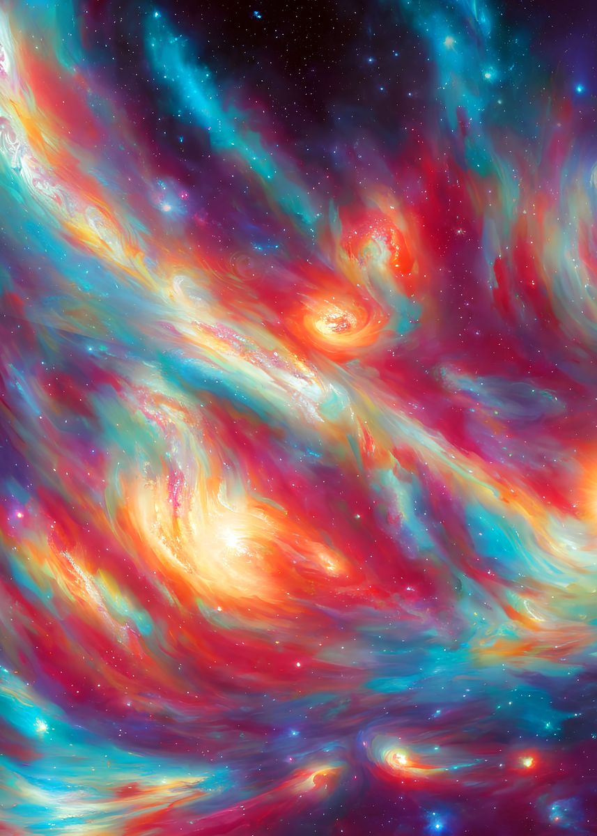 'Symphony of galaxies ' Poster, picture, metal print, paint by Mohamed ...