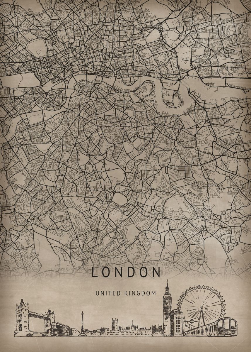 'London United Kingdom' Poster, picture, metal print, paint by XandYart ...