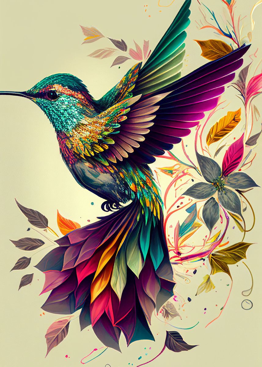 'Hummingbird Color Bird' Poster, picture, metal print, paint by ...