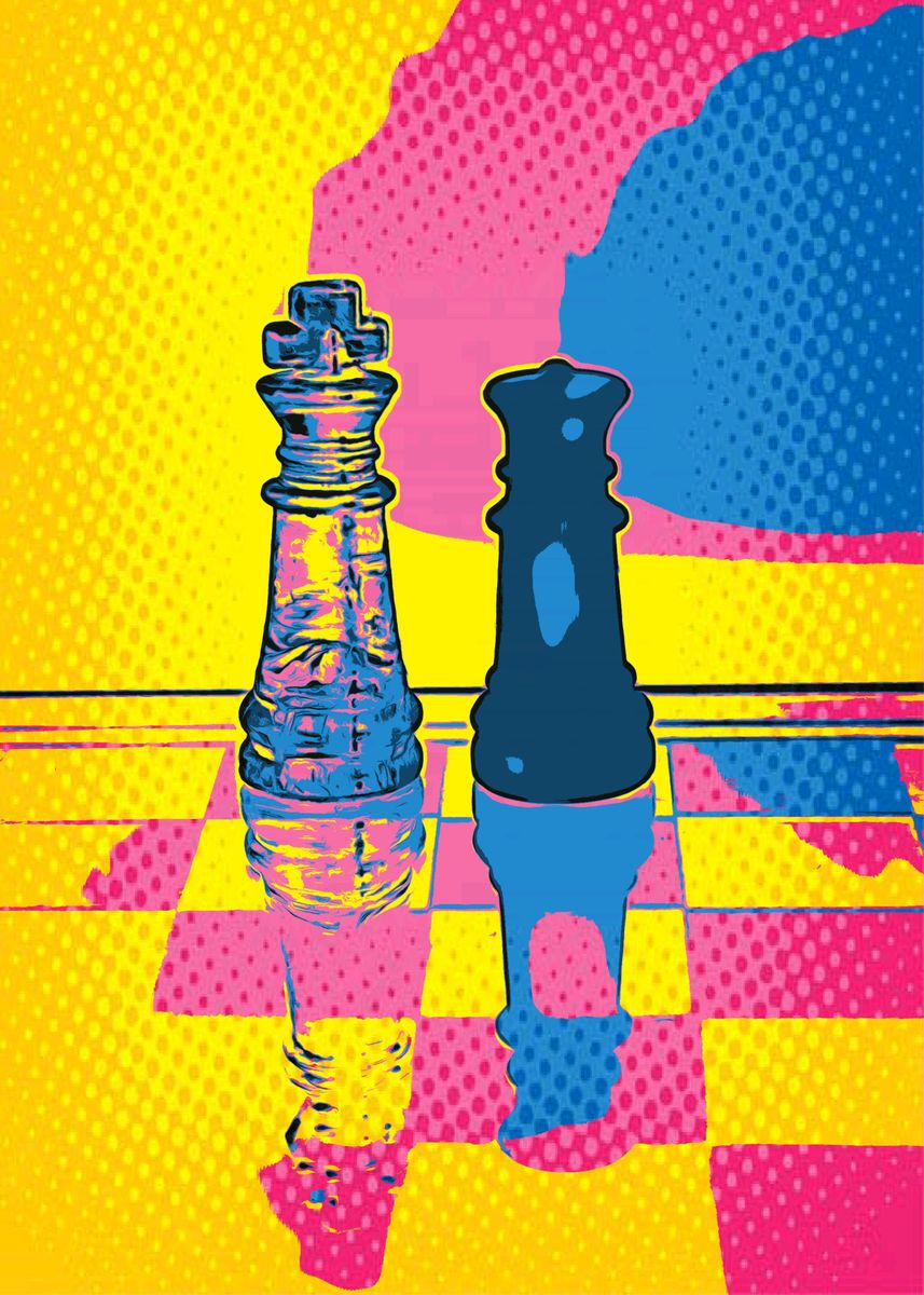 'Chess pieces in Pop art' Poster, picture, metal print, paint by Renato ...