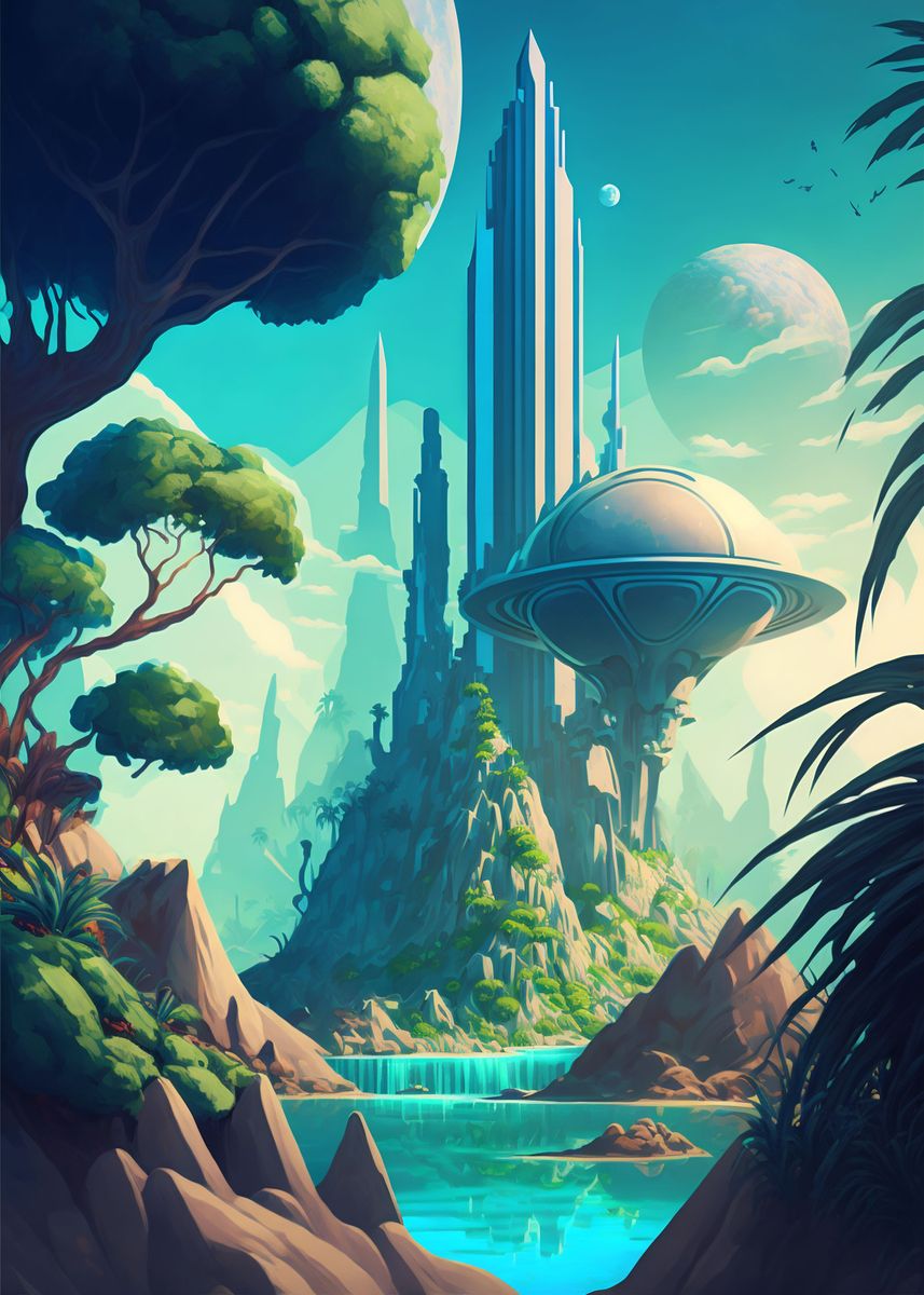 'Fantasy City Skyline' Poster, picture, metal print, paint by Absuro ...