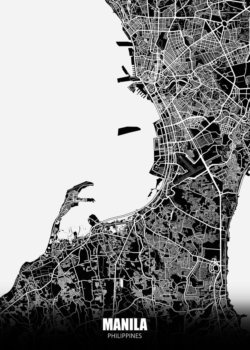 'Manila Philippines Map' Poster, picture, metal print, paint by Zake ...