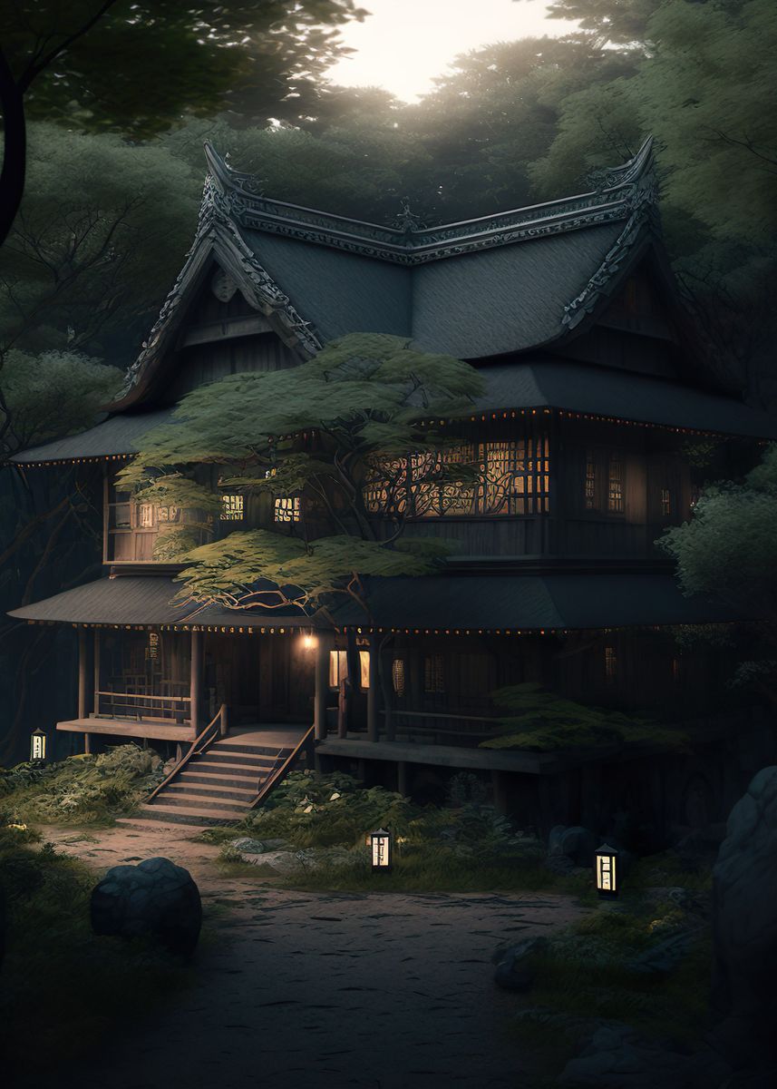 'Old japanese house' Poster, picture, metal print, paint by Sebastian ...