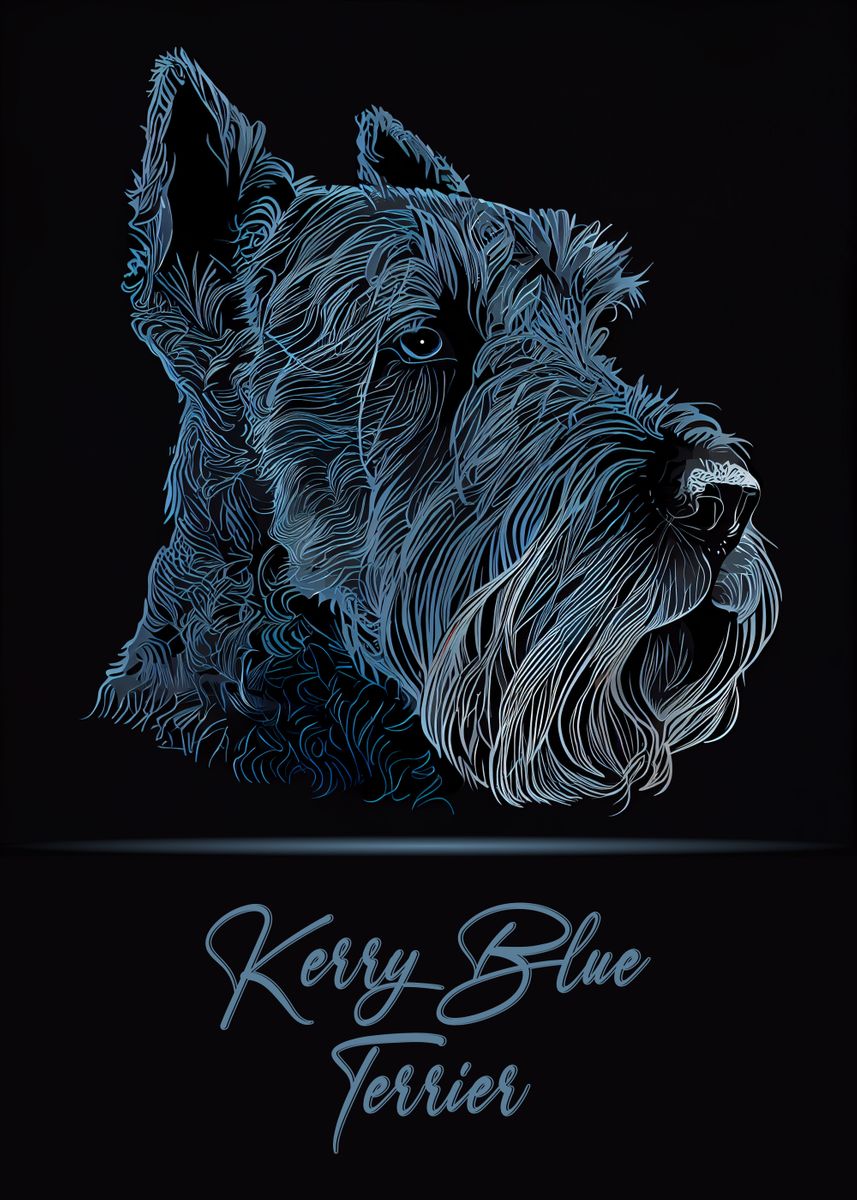 'Elegant Kerry Blue Terrier' Poster, picture, metal print, paint by Artistic Paradigms | Displate