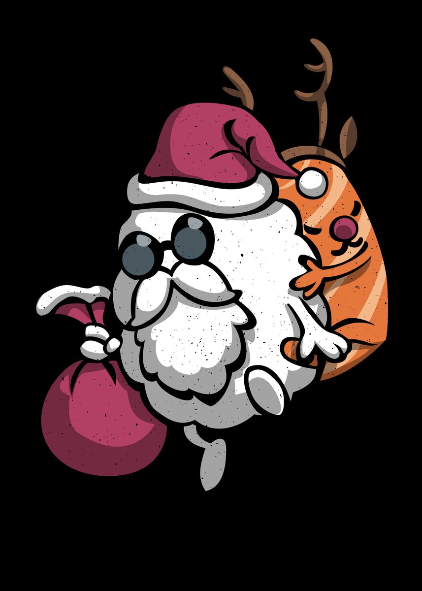 'Sushi Santa Christmas' Poster, picture, metal print, paint by Chris ...