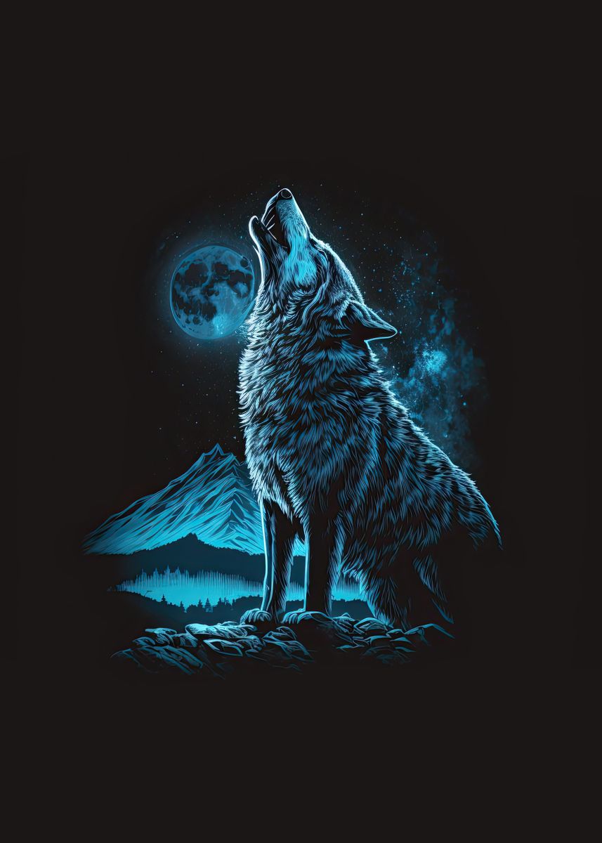 'Wolves Under The Full Moon' Poster by WEWILL ROCK YOU | Displate
