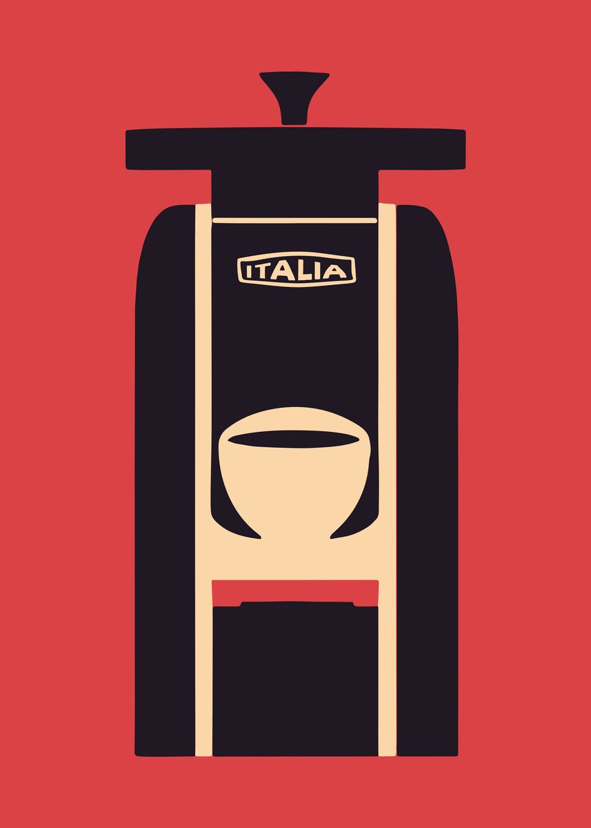 'Old Coffee Machine Poster' Poster, picture, metal print, paint by ...