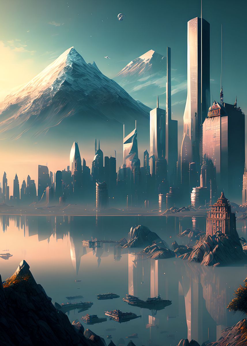 'Future city' Poster, picture, metal print, paint by Lukasz Kobylka ...