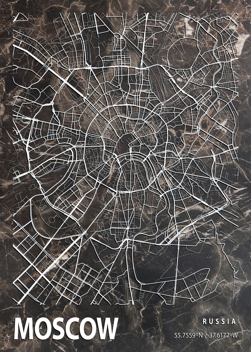 'MOSCOW CITY MAP' Poster, picture, metal print, paint by Nae | Displate