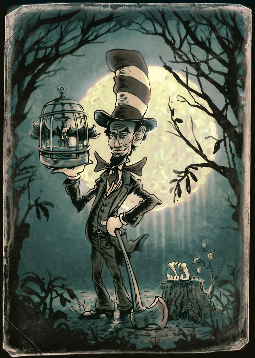 'Abe Lincoln Hat and Bat' Poster, picture, metal print, paint by Mudge ...