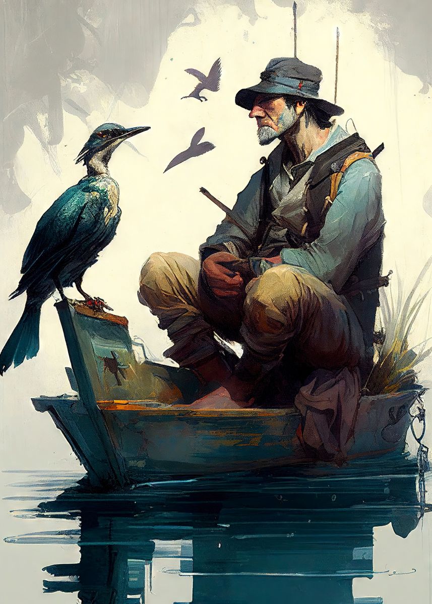 'Old Man and the Sea' Poster, picture, metal print, paint by Stephen ...