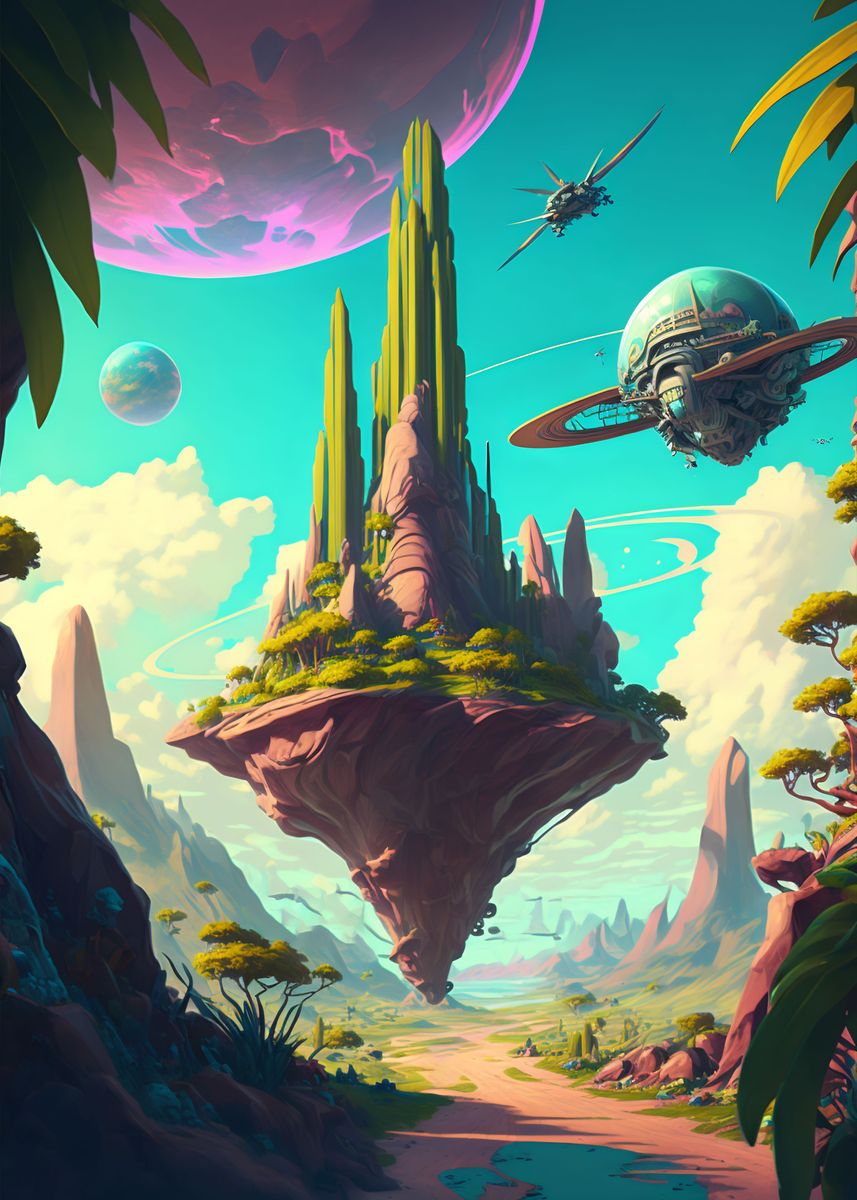 'Floating Fantasy Planet' Poster, picture, metal print, paint by Absuro ...