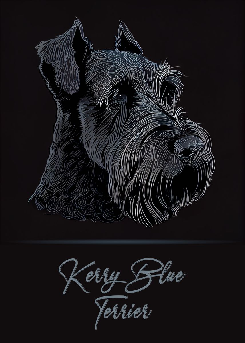 'Kerry Blue Terrier' Poster, picture, metal print, paint by Artistic Paradigms | Displate