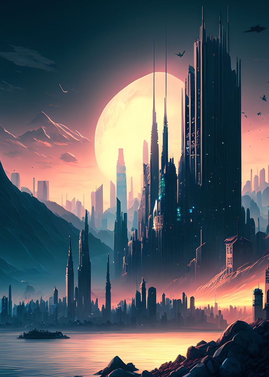 'Future city' Poster, picture, metal print, paint by Lukasz Kobylka ...