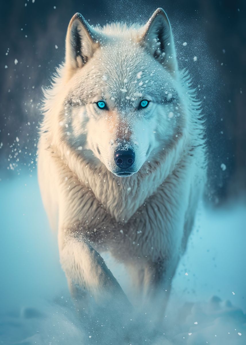 'White wolf' Poster, picture, metal print, paint by Arturo Vivo | Displate