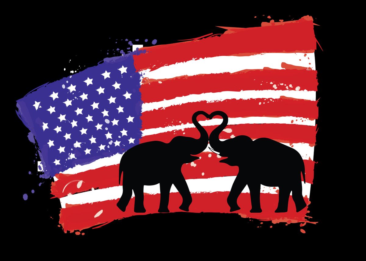 'American Flag Elephants' Poster by PangolinArts | Displate