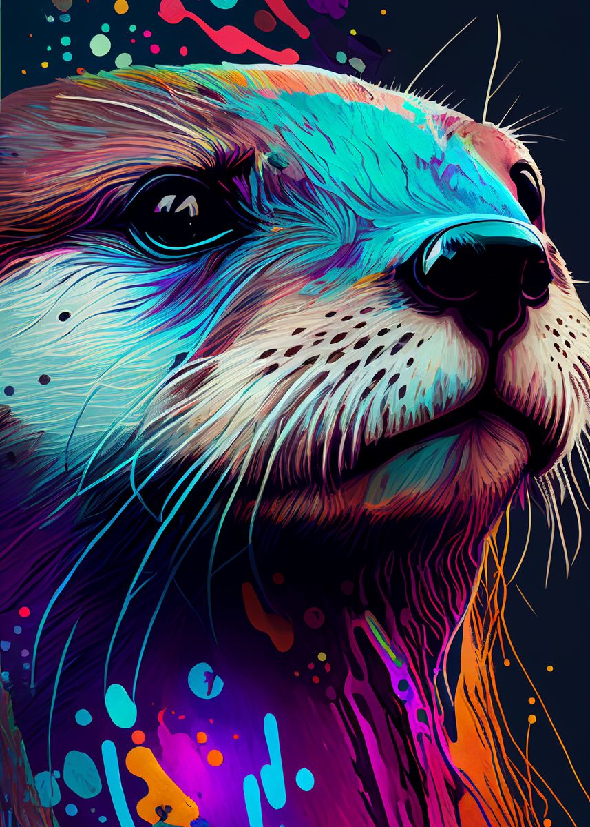 'Otter Color' Poster, picture, metal print, paint by DecoyDesign | Displate