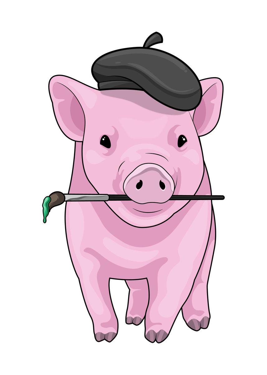 'Pig Painter Painting' Poster, picture, metal print, paint by Markus ...