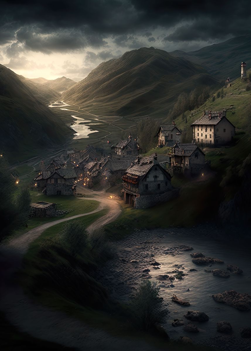 'Beautiful landscape' Poster, picture, metal print, paint by Anamitra ...