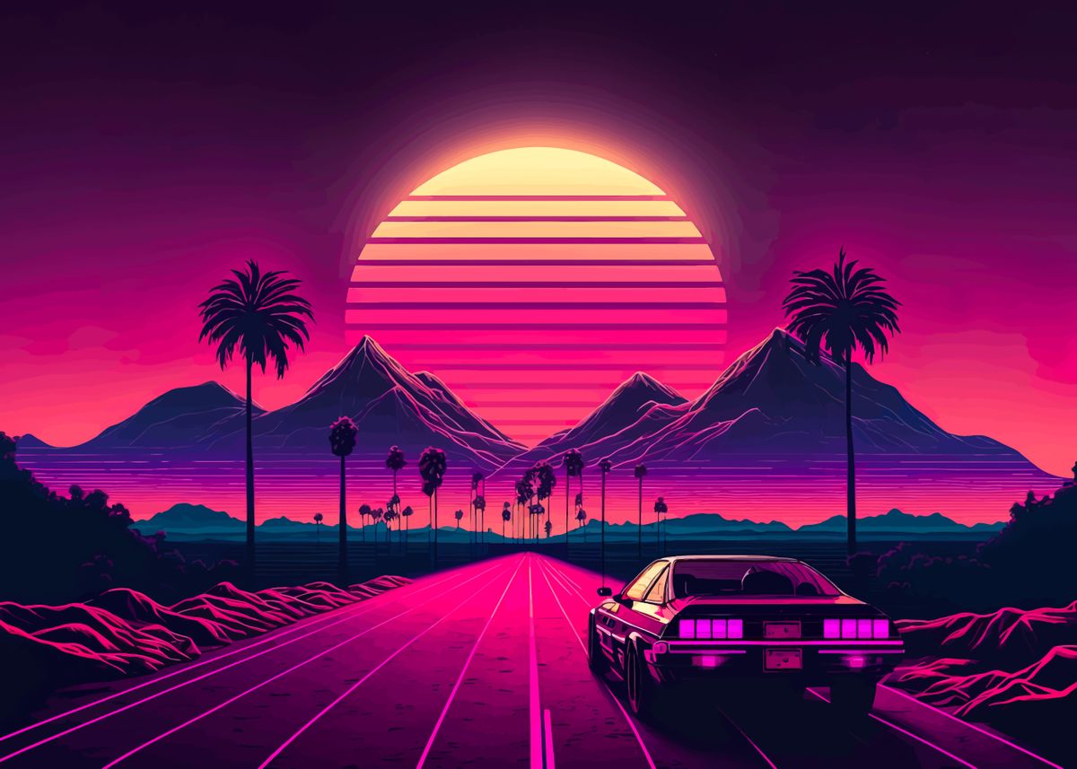 'delorean car neon' Poster by Designersen | Displate