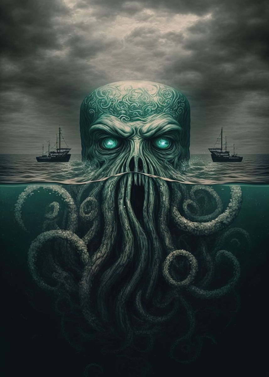 'octopus monster fantasy ' Poster, picture, metal print, paint by ...