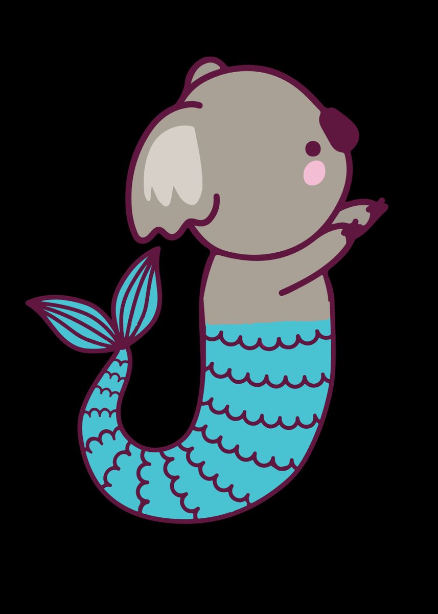 'Cute Mermaid Koala' Poster, picture, metal print, paint by ...