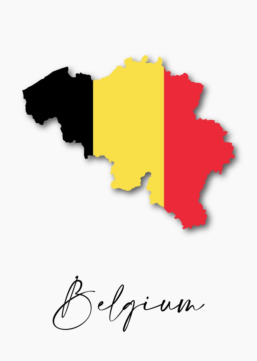 'Belgium Country Map Flag' Poster, picture, metal print, paint by ...