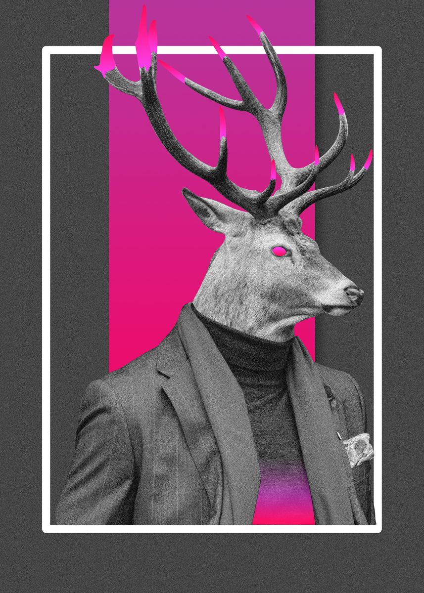 'Sire Deer' Poster, picture, metal print, paint by Adiodec Art | Displate