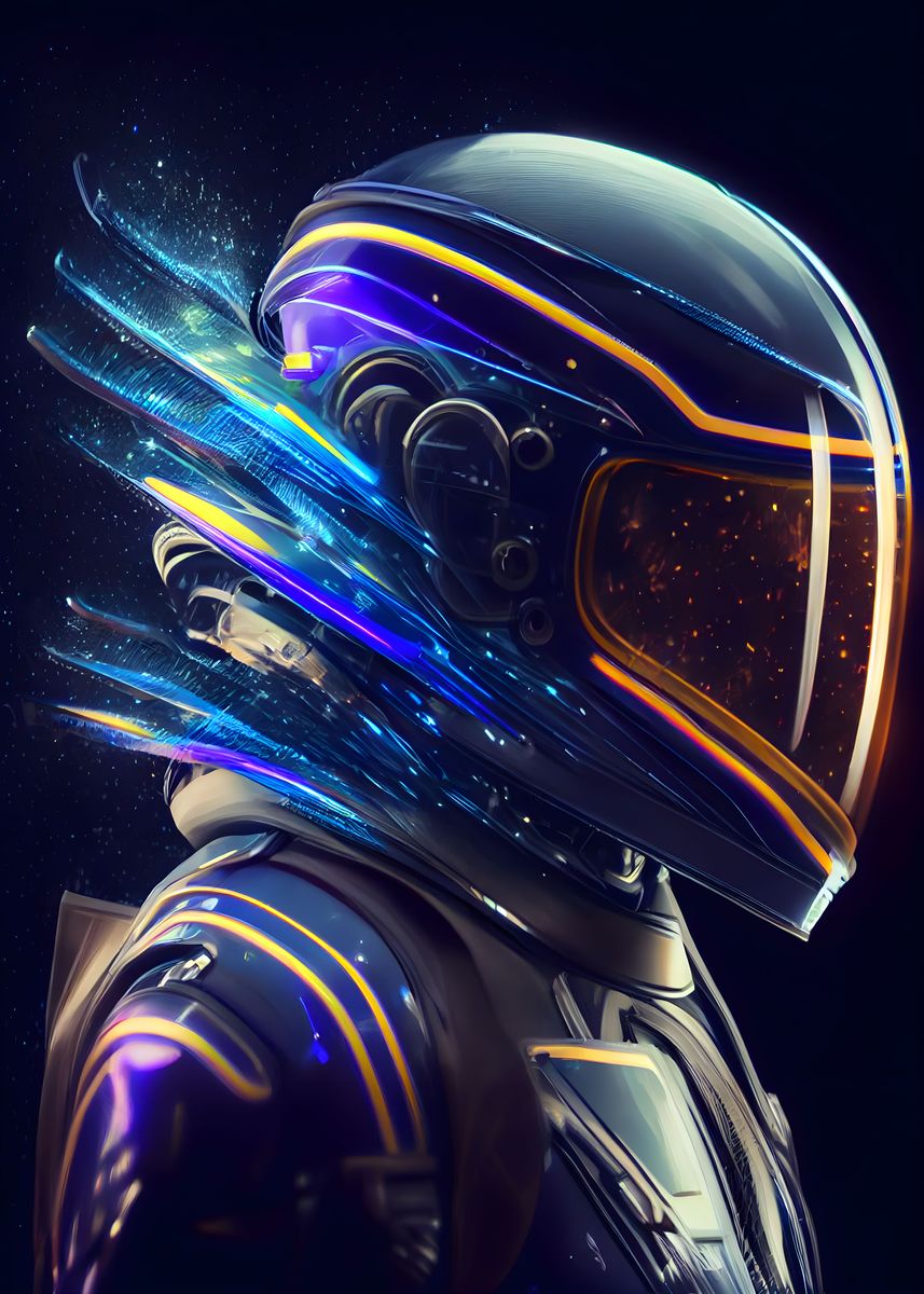'Futuristic space helmet' Poster, picture, metal print, paint by ...