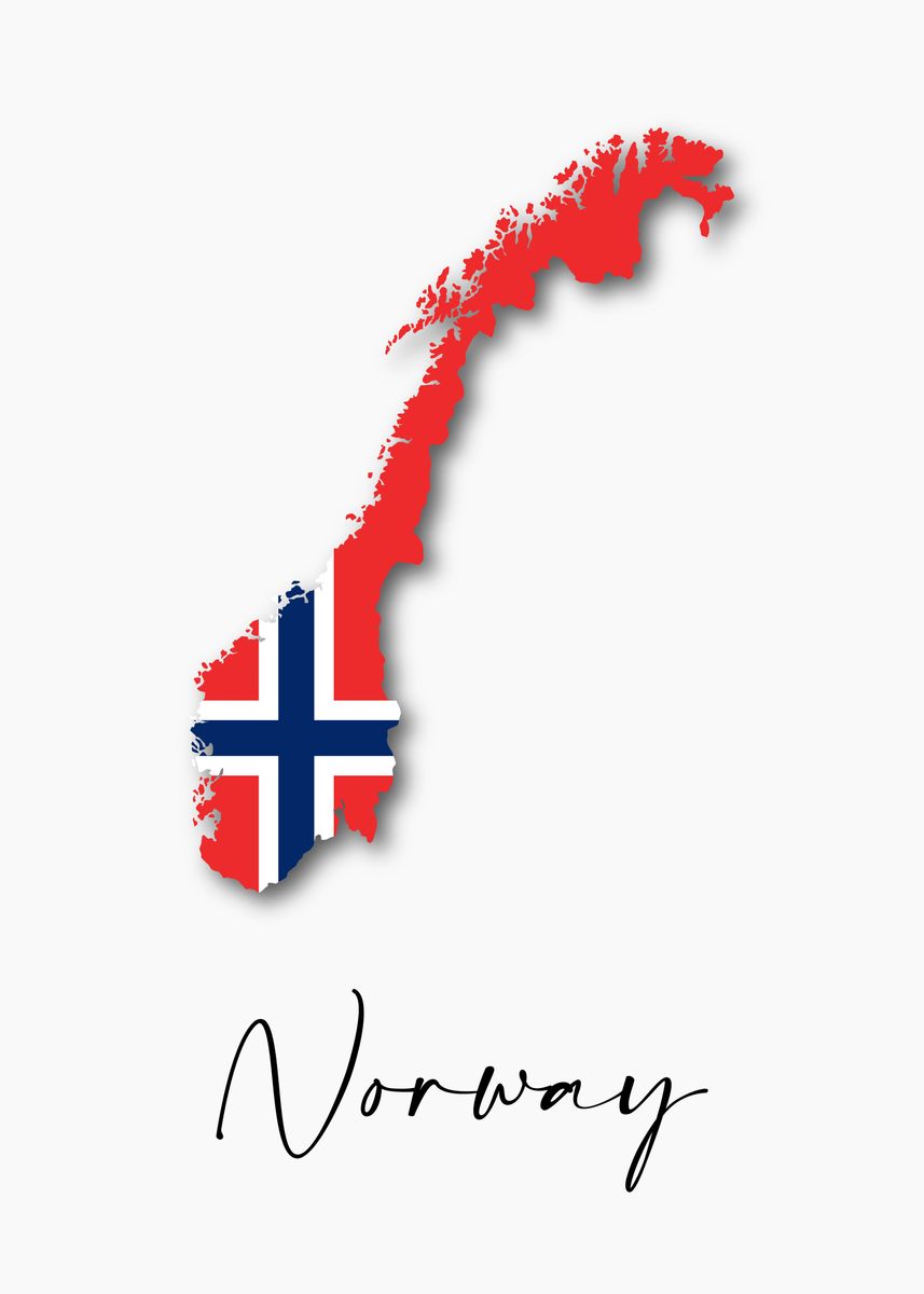 'Norway Country Map Flag' Poster, picture, metal print, paint by ...
