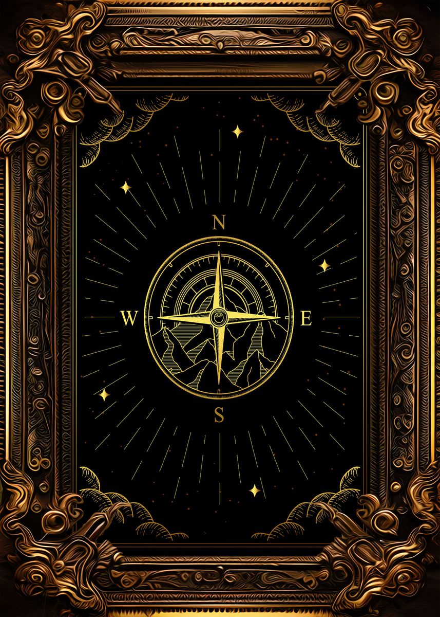 'Tarot the compass 2' Poster, picture, metal print, paint by Michael ...