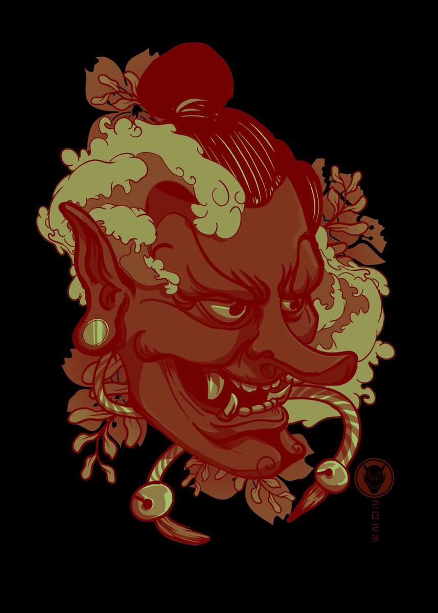 'Japanese Tengu Mask' Poster, picture, metal print, paint by Atanas ...