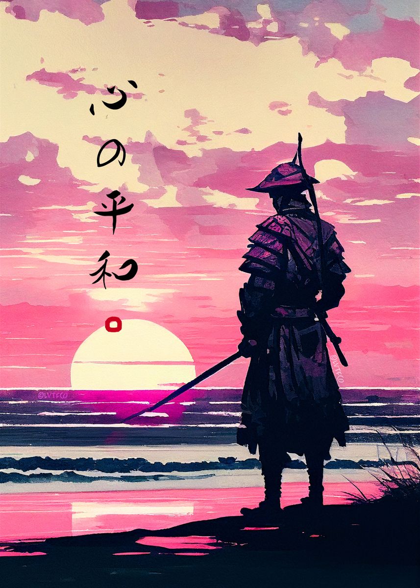 'Samurai Beach Sunset' Poster, picture, metal print, paint by LVTFCO ...