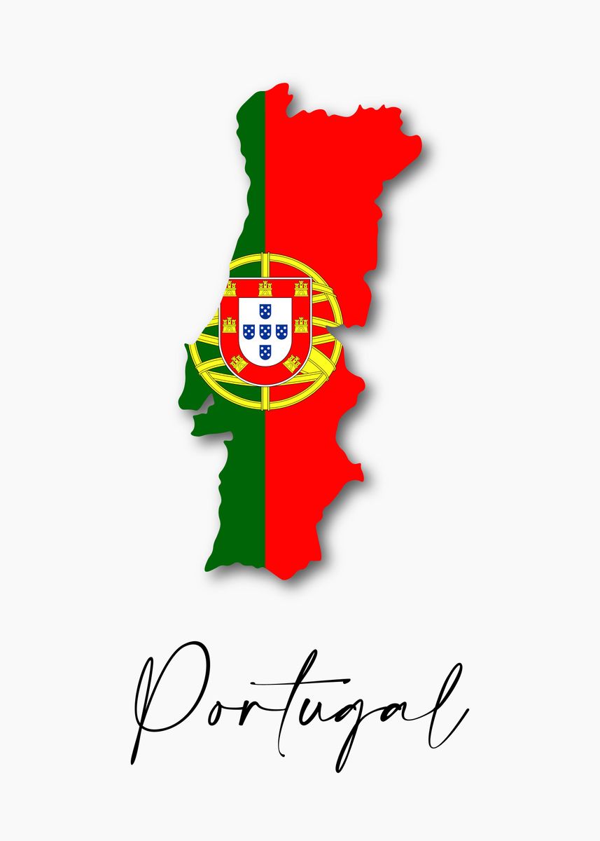 'Portugal Country Map Flag' Poster, picture, metal print, paint by ...