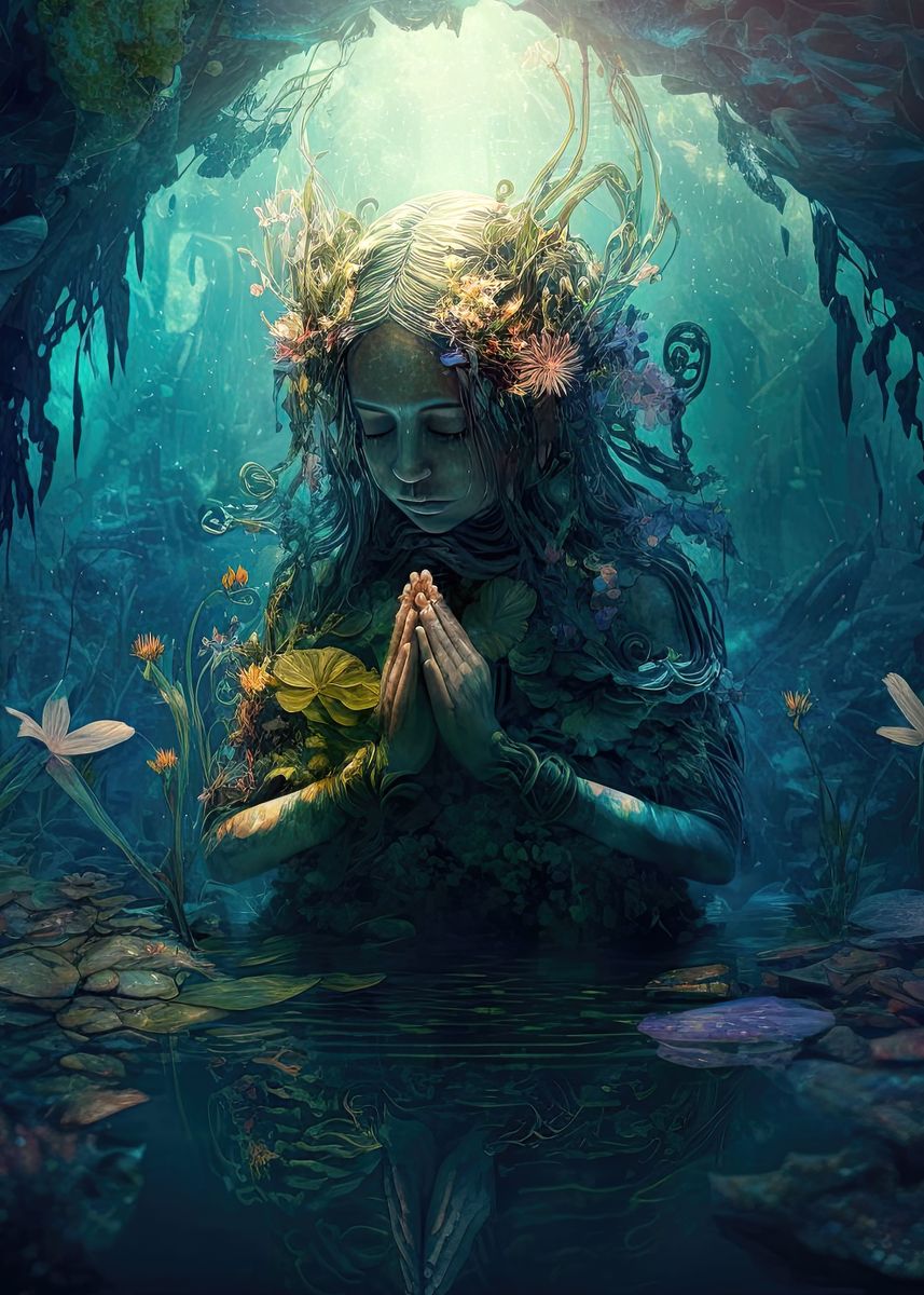 'Angel praying underwater' Poster, picture, metal print, paint by ...