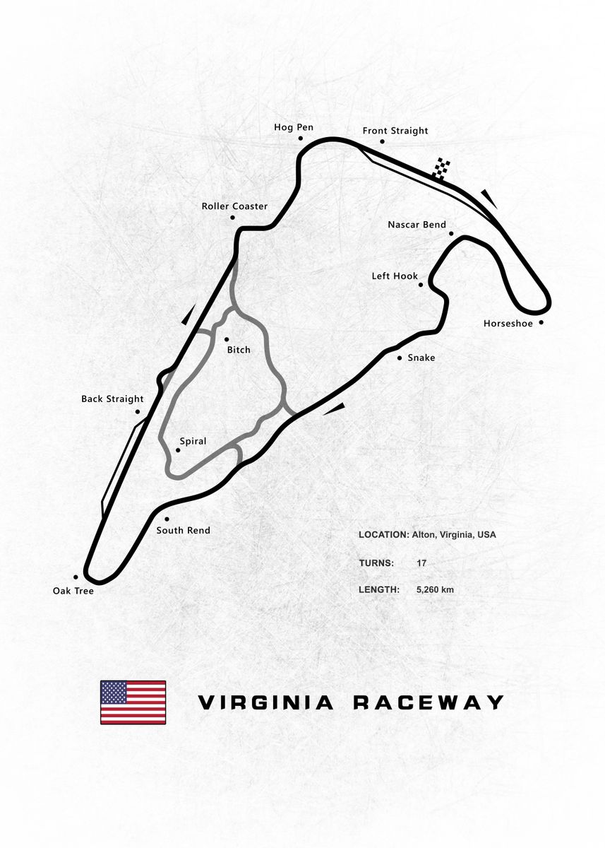 'Virginia Raceway Circuit' Poster, picture, metal print, paint by ...