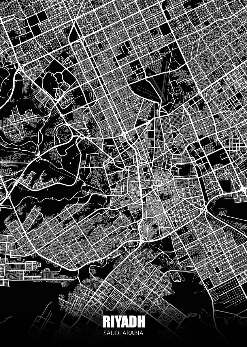 'Riyadh Saudi Arabia Map' Poster, picture, metal print, paint by Zake ...