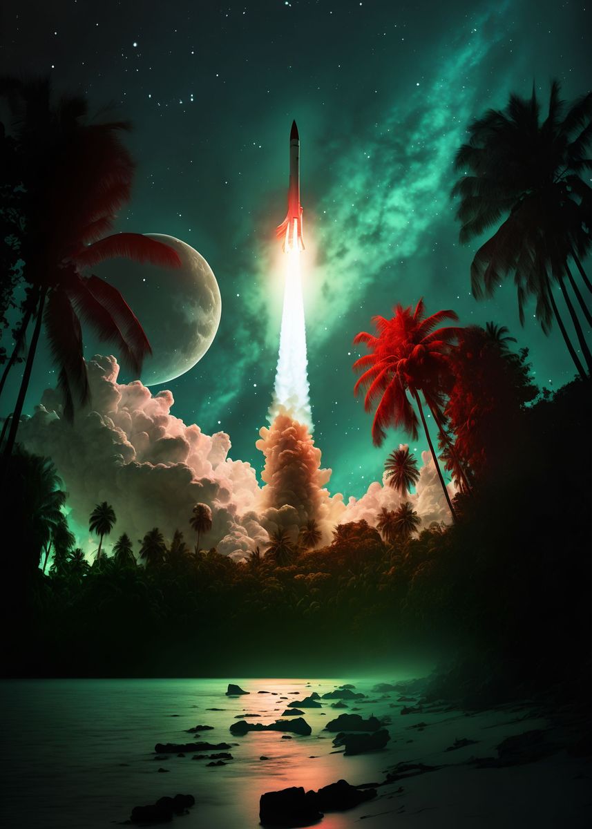 'Fantasy Rocket Launch' Poster, picture, metal print, paint by Absuro ...