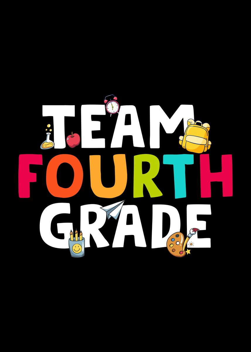 'Team Fourth Grade Back To' Poster, picture, metal print, paint by ...