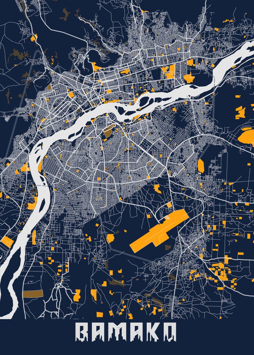 'Bamako Map' Poster, picture, metal print, paint by Mccyle Khan | Displate