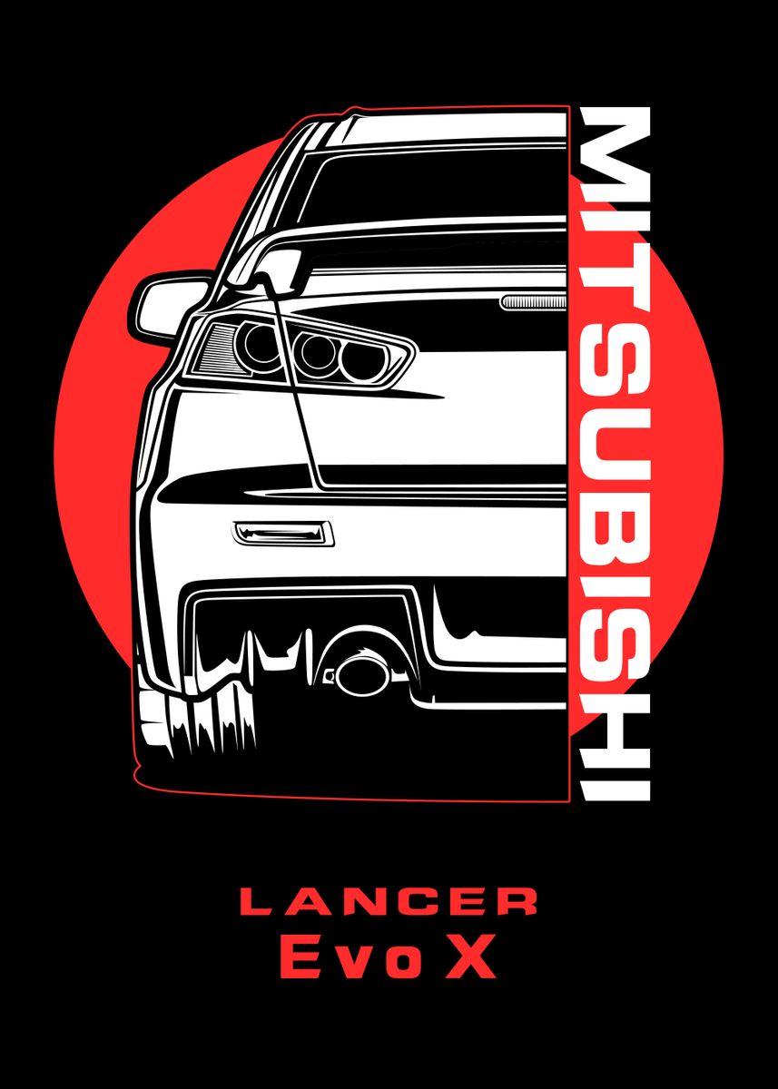 'Mitsubishi Lancer Evo X' Poster, picture, metal print, paint by ...