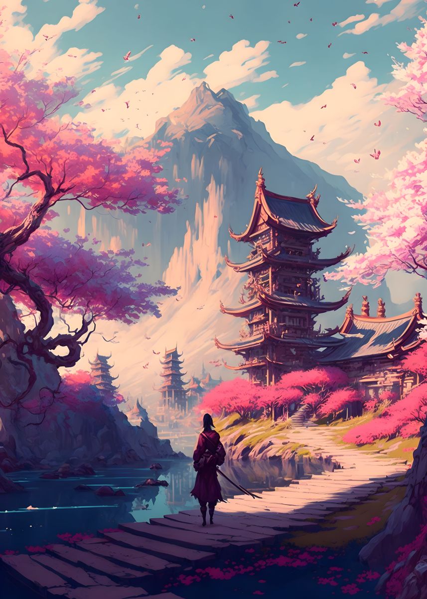 'Anime Landscape' Poster, picture, metal print, paint by Marcelo Vieira ...