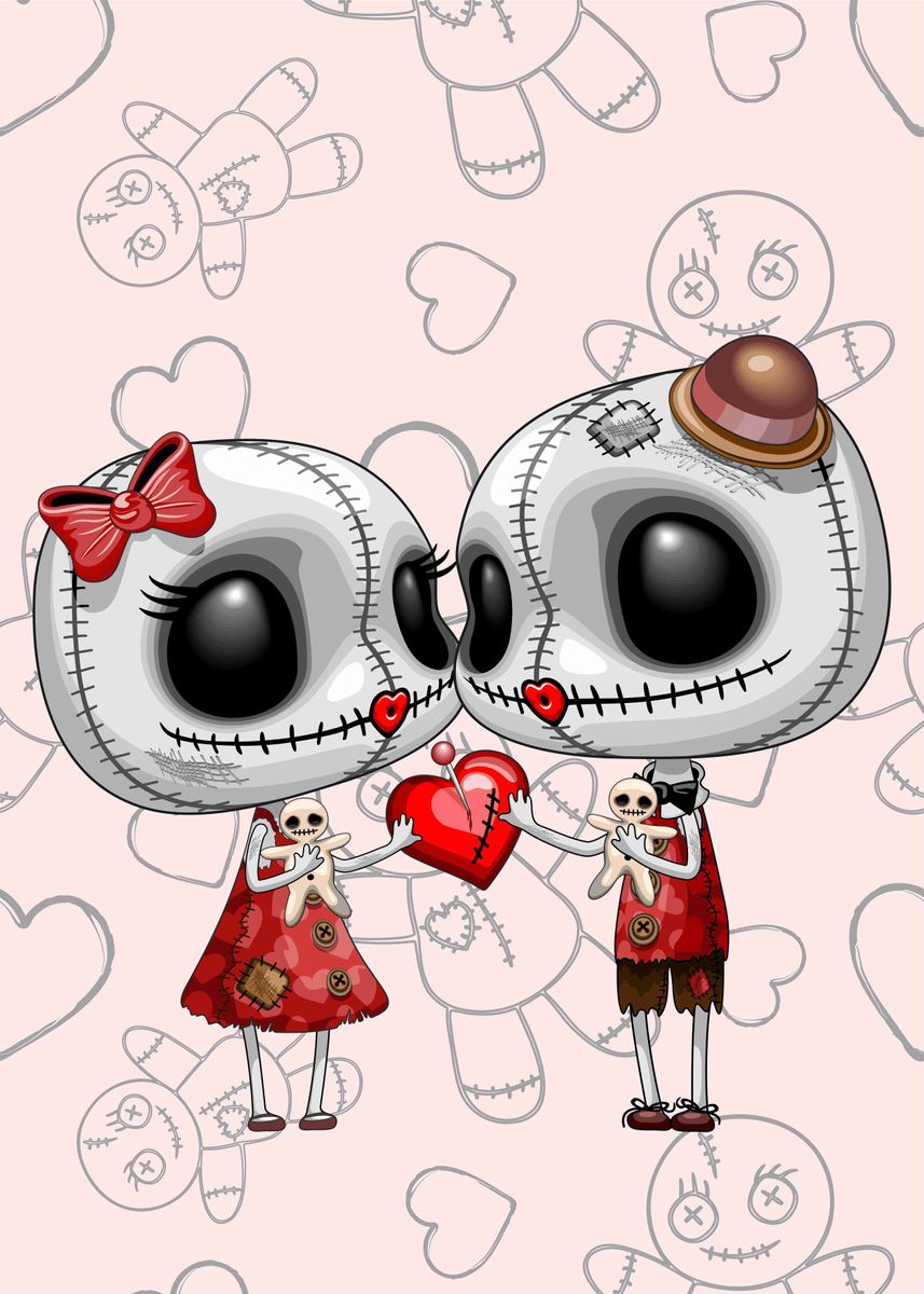 'Voodoo Dolls in Love' Poster, picture, metal print, paint by ...