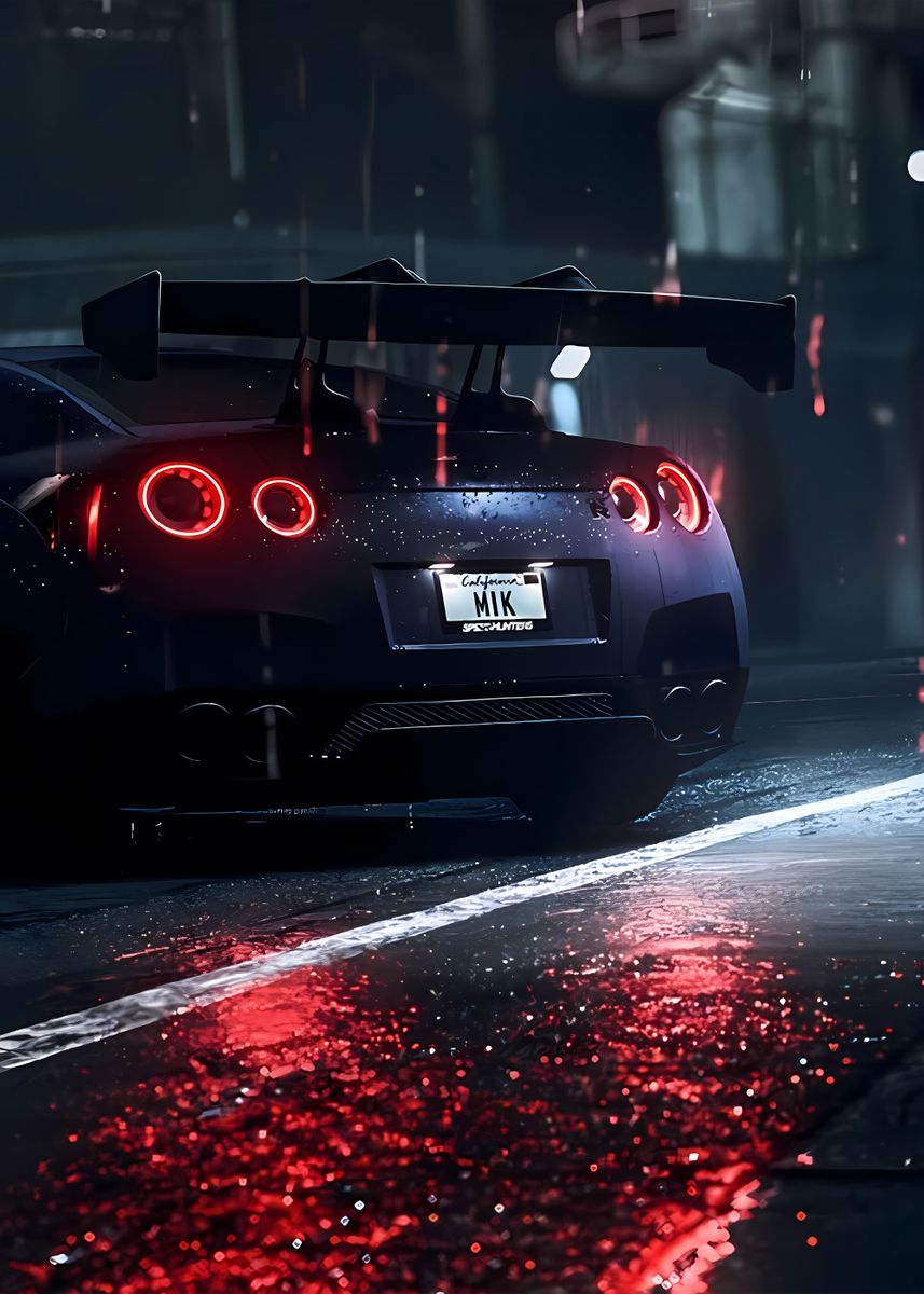 'Nissan GTR Neon City' Poster, picture, metal print, paint by Japanese ...