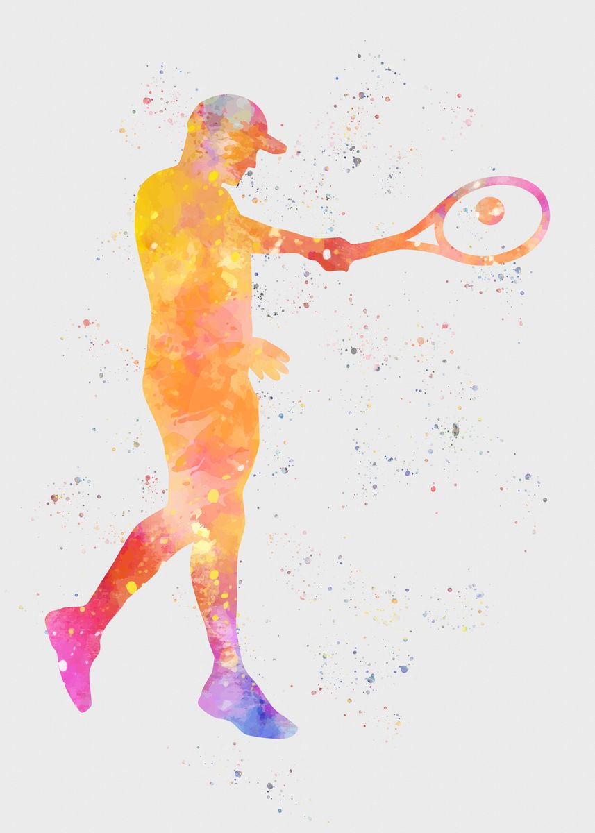 'Tennis Player' Poster, picture, metal print, paint by Ollie Reid ...