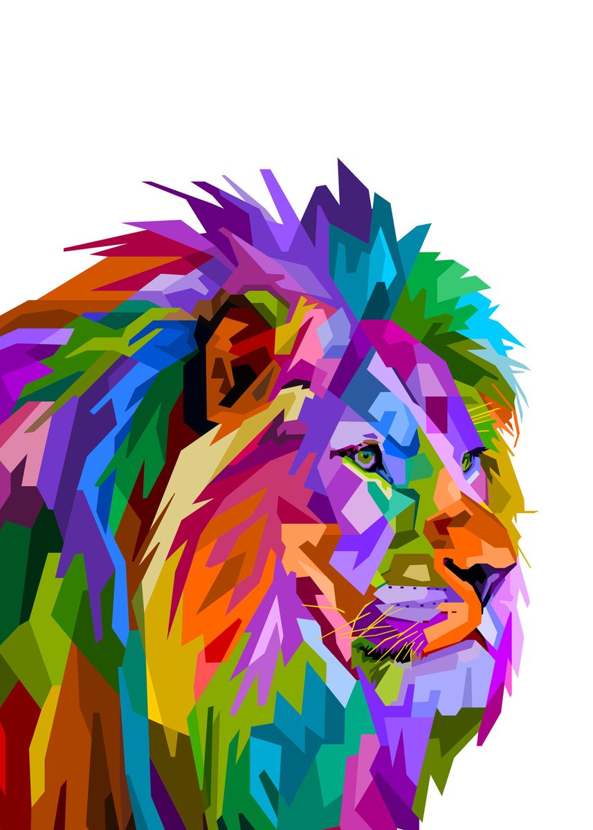 'Colorful lion head' Poster, picture, metal print, paint by Le Duc Hiep ...
