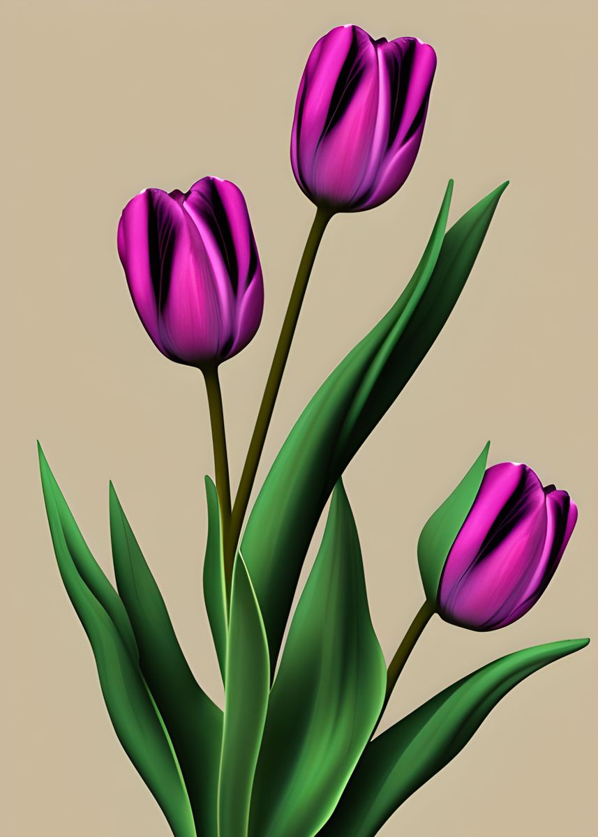 'Plant Flowers Tulip' Poster, picture, metal print, paint by Galaxy Des ...