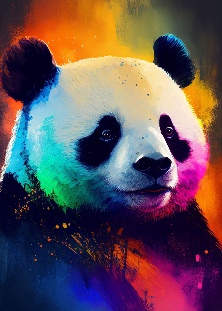 'Panda Colorful Animal' Poster, picture, metal print, paint by ...