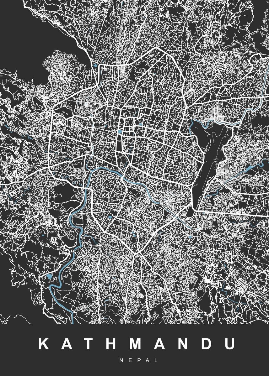 'Map KATHMANDU NEPAL ' Poster, picture, metal print, paint by UrbanMaps ...