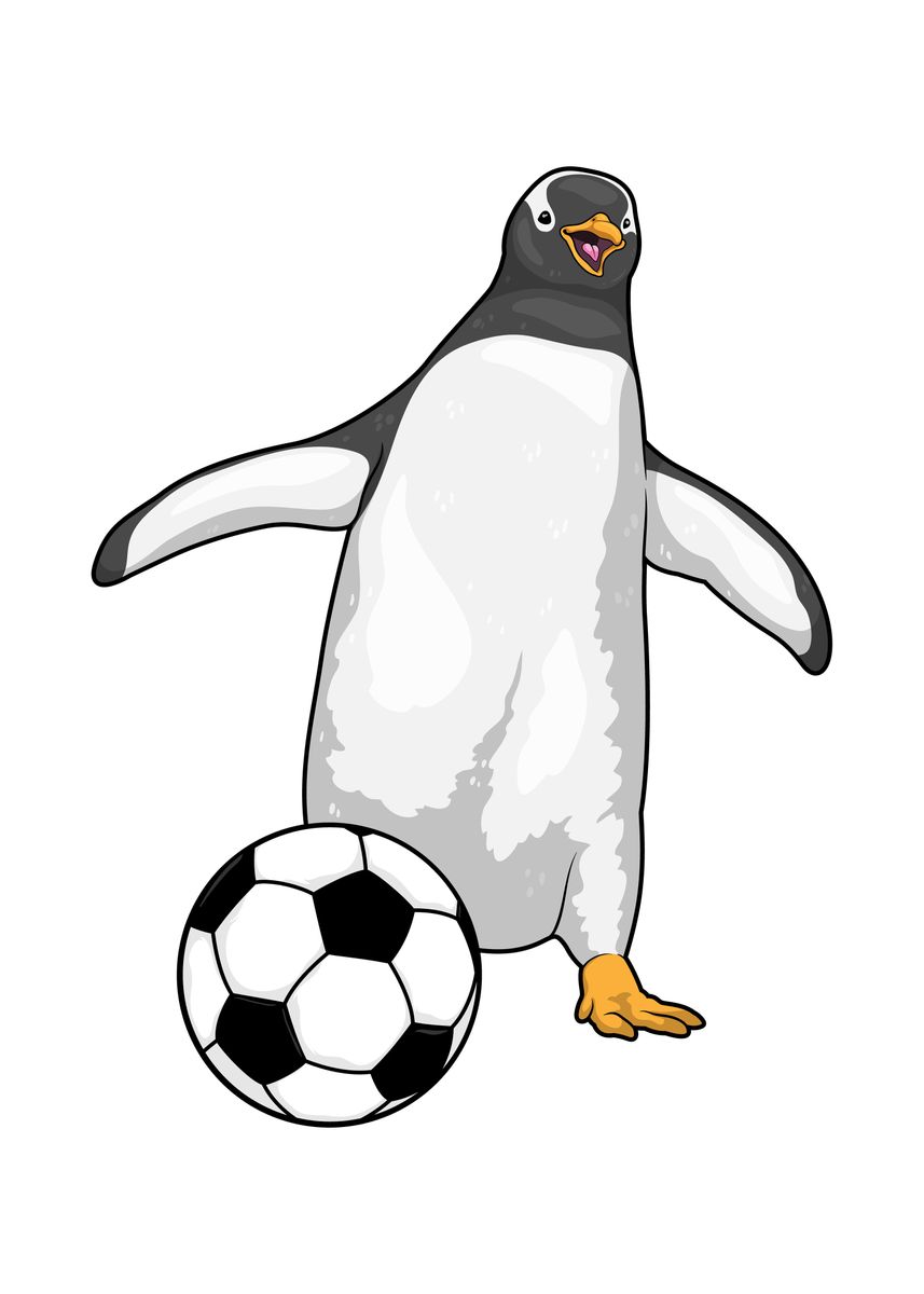 'Penguin Soccer Sports' Poster, picture, metal print, paint by Markus ...